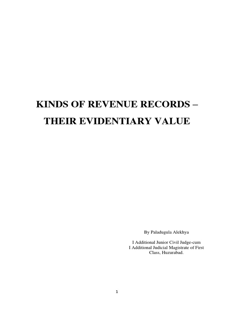 Revenue Records and Their Evidentiary Value | PDF | Leasehold Estate ...