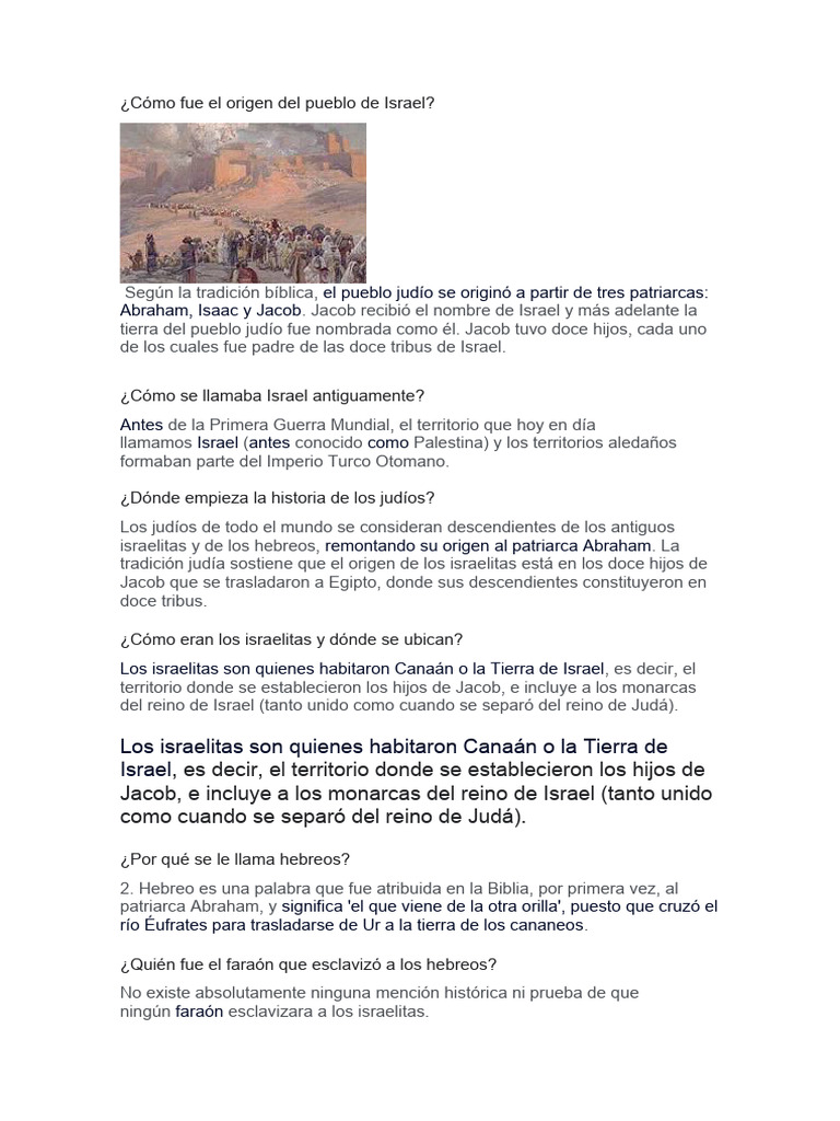 Cómo Fue El Origen Del Pueblo De Israel Pdf Jesús Israel