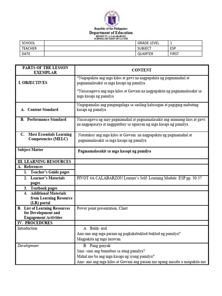 Cot Esp 1 Q1 Week 7 8 | PDF