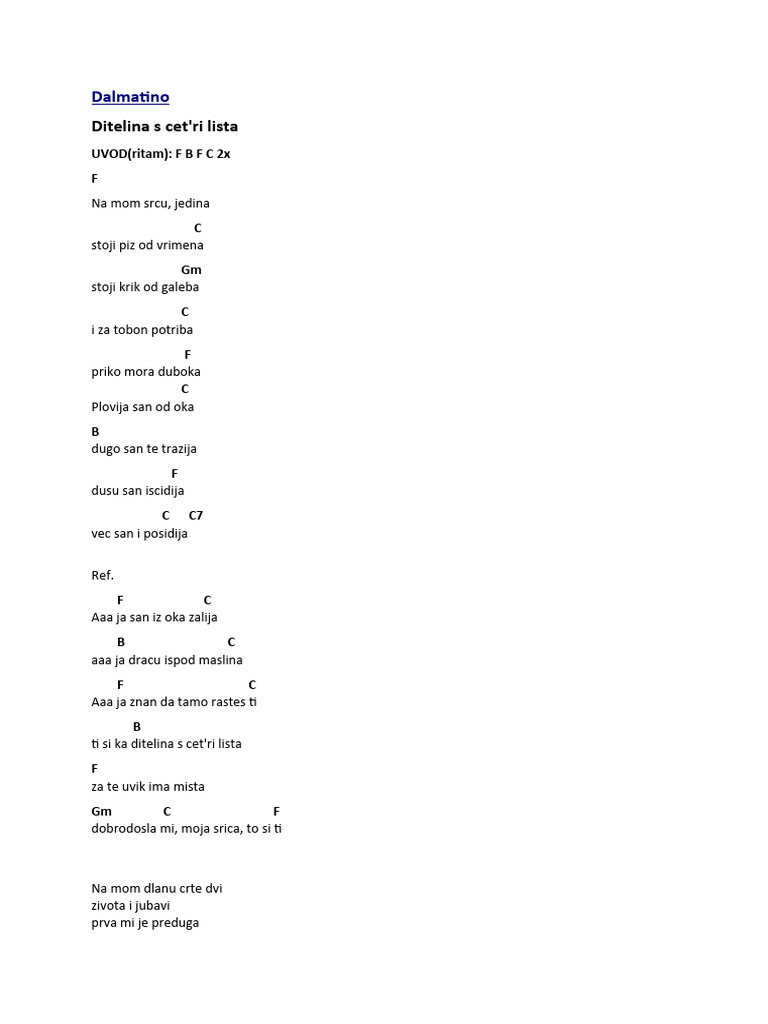 Dalmatino - Ditelina S Četri Lista | PDF
