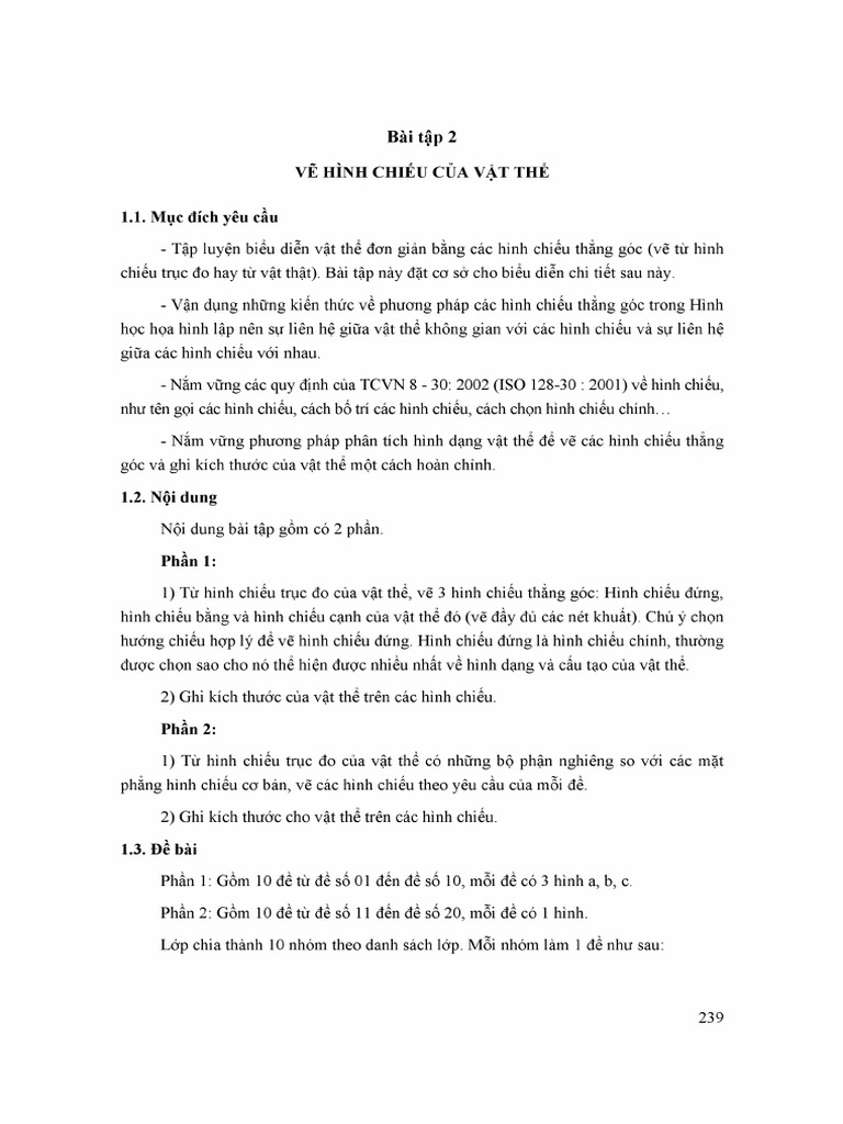 Bai Tap So 2 - Ve Hinh Chieu Vat The | PDF