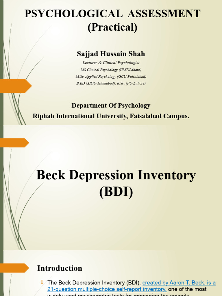 Beck Depression Inventory (BDI) | PDF | Psychology | Mental Health