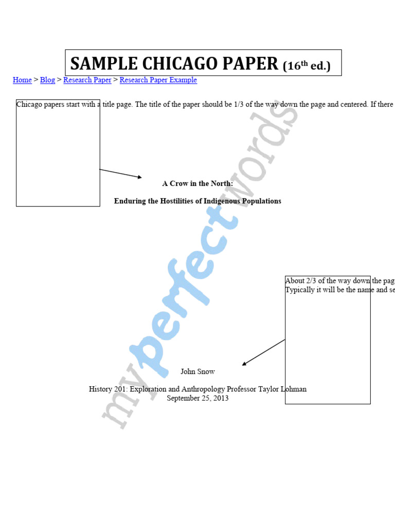 Chicago Research Paper Sample PDF | PDF