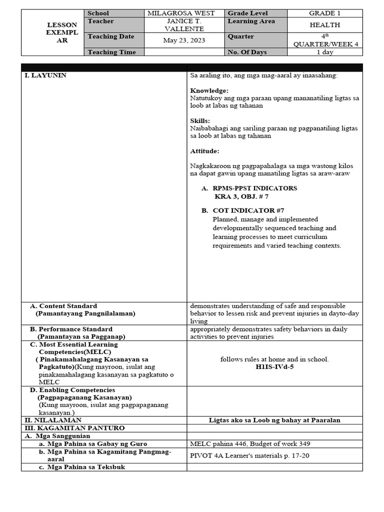 Health 1 Le Q4 For Cot 2022 | PDF