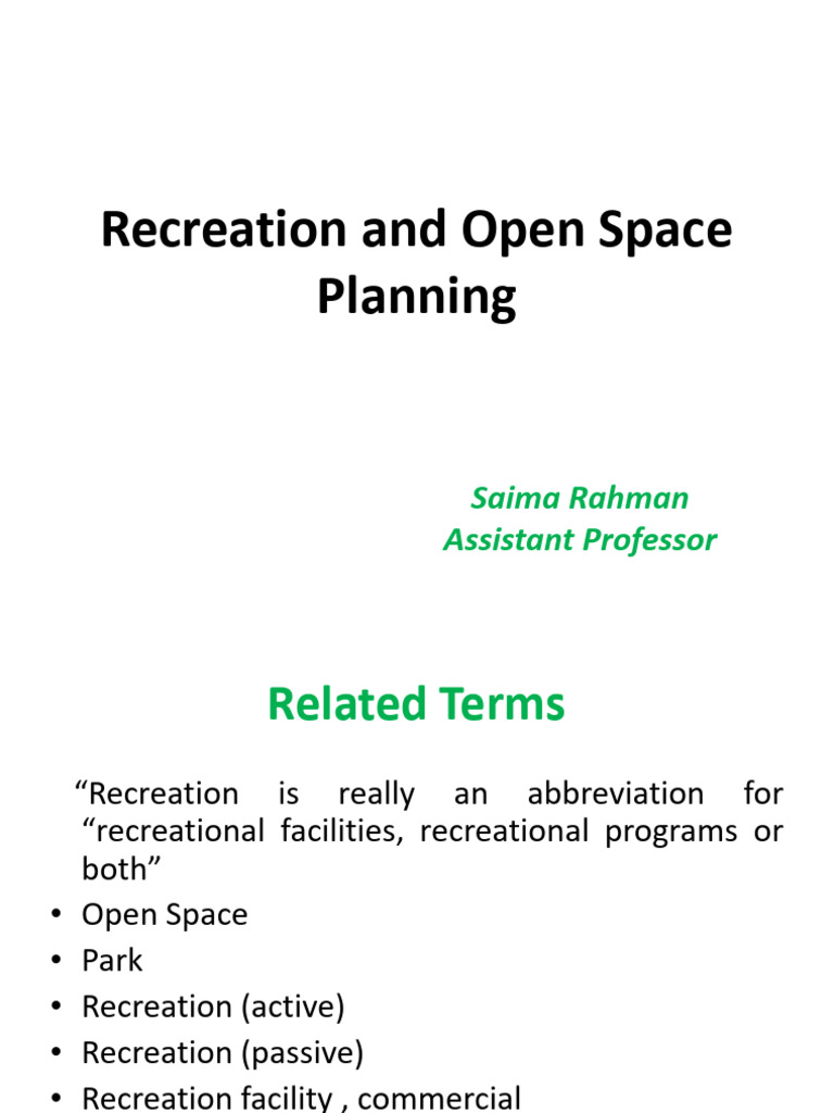 Recreation and Open Space Planning | PDF