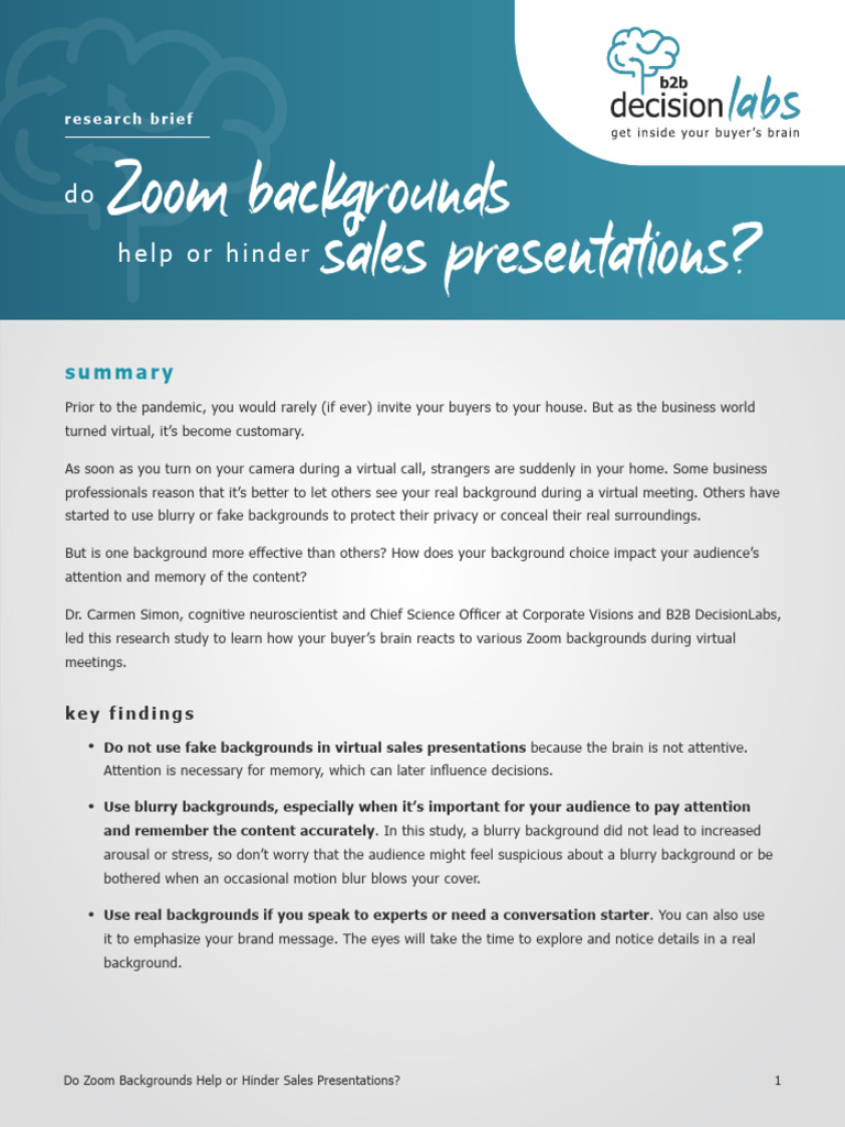 Research Brief Zoom Backgrounds - 2 | PDF