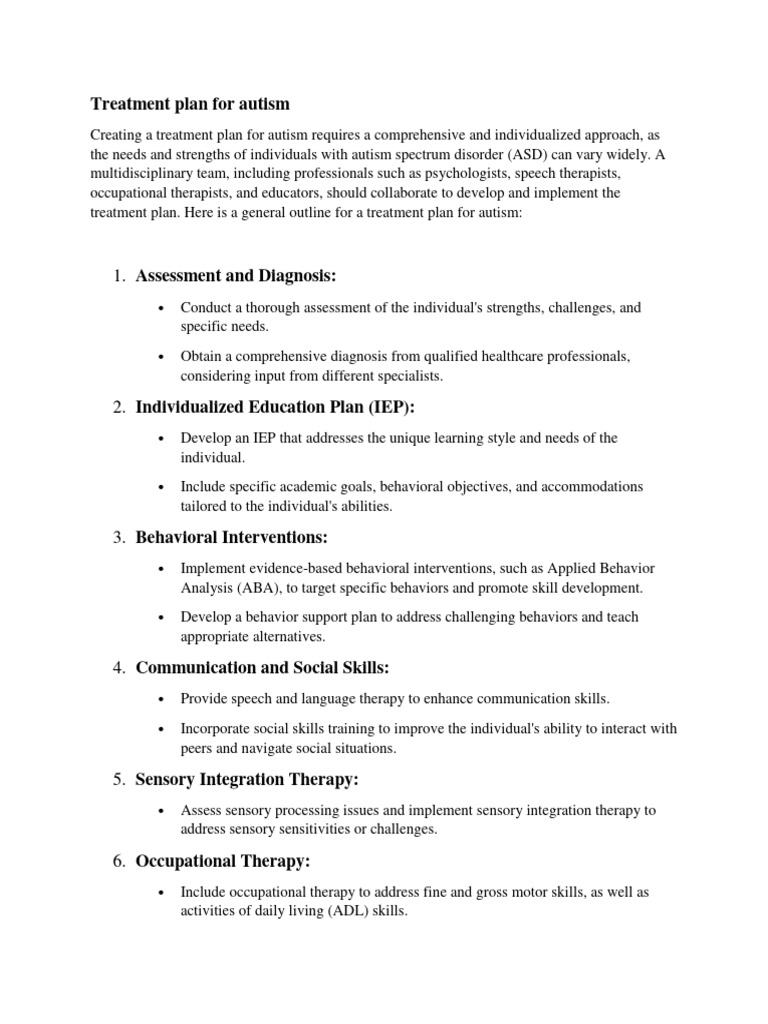 Individualized Autism Treatment Plan | PDF | Autism Spectrum ...