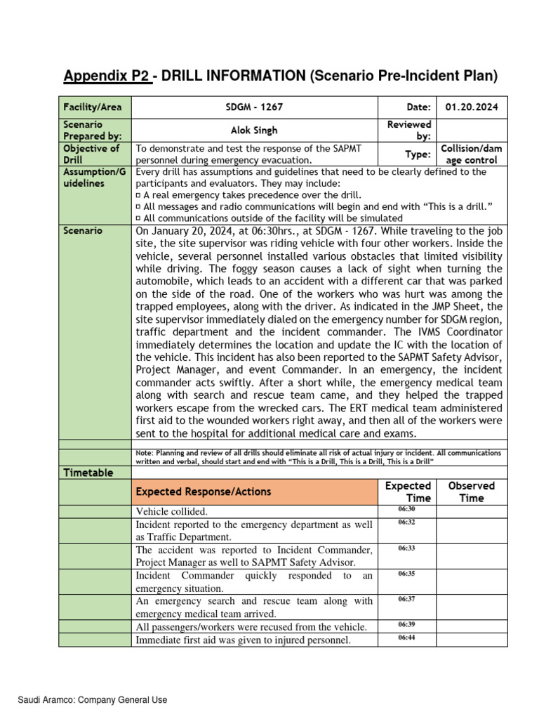 Emergency Response Drill Scenario - Collision & Damage Control (NSH ...