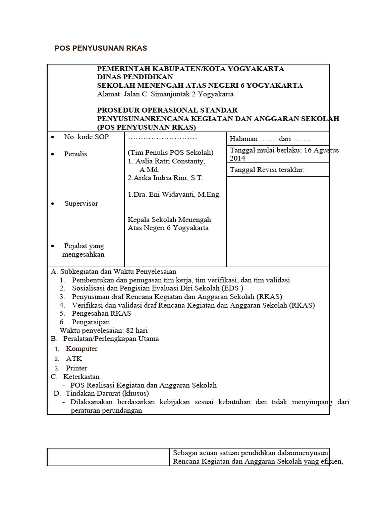 Sop Penyusunan Rkas | PDF | Karier & Perkembangan