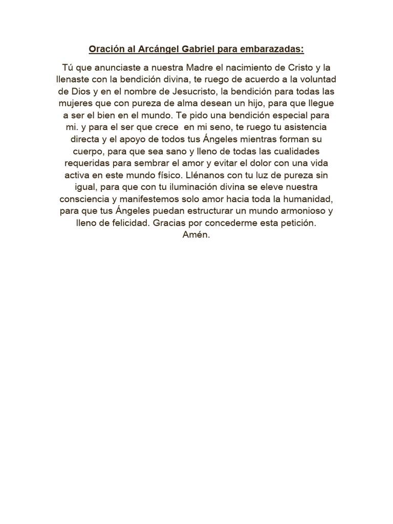 Oración Al Arcángel Gabriel para Embarazadas | PDF