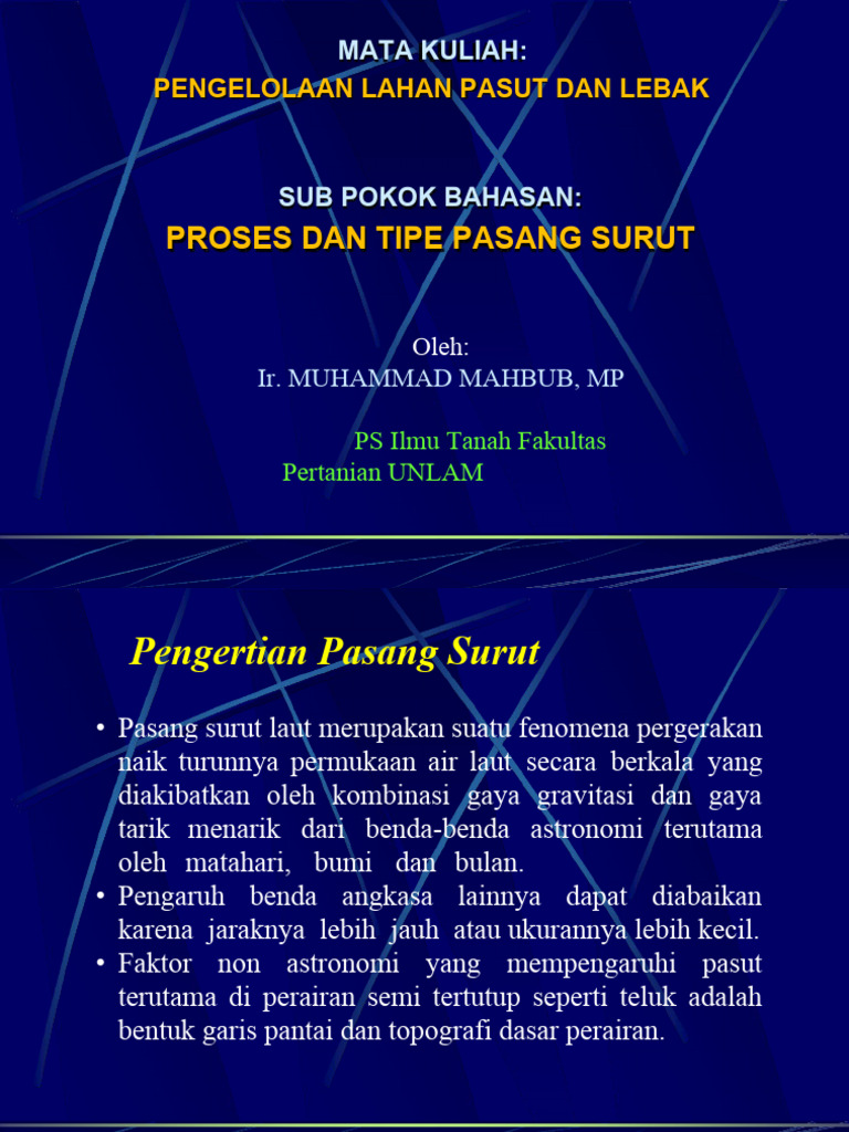 Pertemuan 6 Proses Dan Tipe Pasang Surut Mahbub Pdf