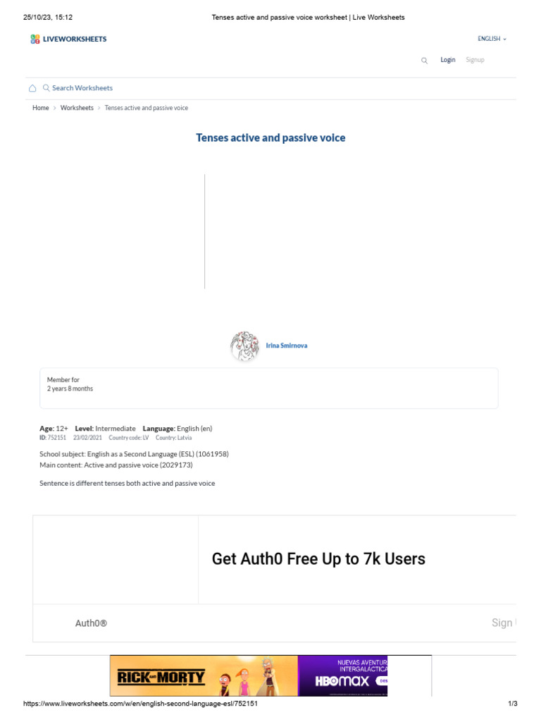 Tenses Active and Passive Voice Worksheet - Live Worksheets | PDF ...