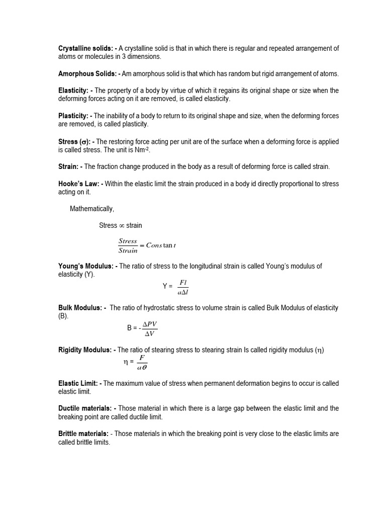 2023 2024 Class XI Physics Part 7 AW | PDF | Elasticity (Physics) | Liquids