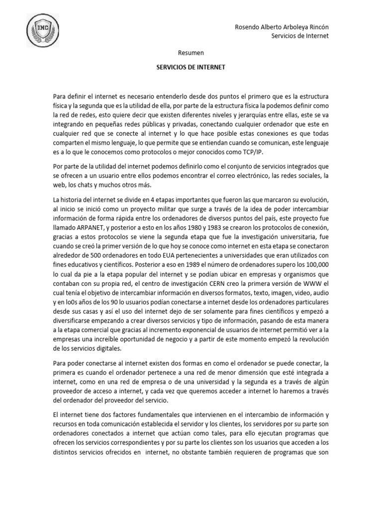 Resumen Servicios de Internet | PDF