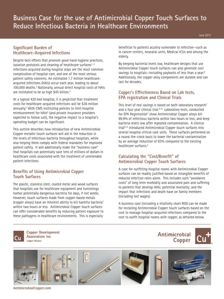 Antimicrobial Copper Business Case June2013 | PDF | Antimicrobial | Infection