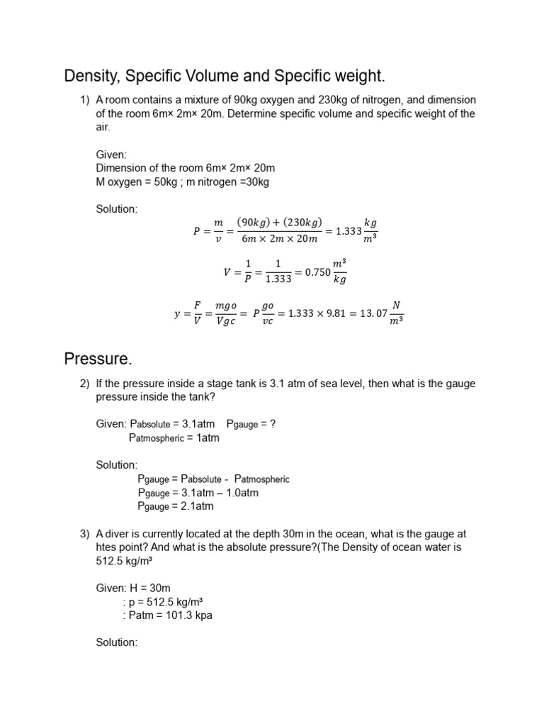 Thermo Problems | PDF | Density | Pressure