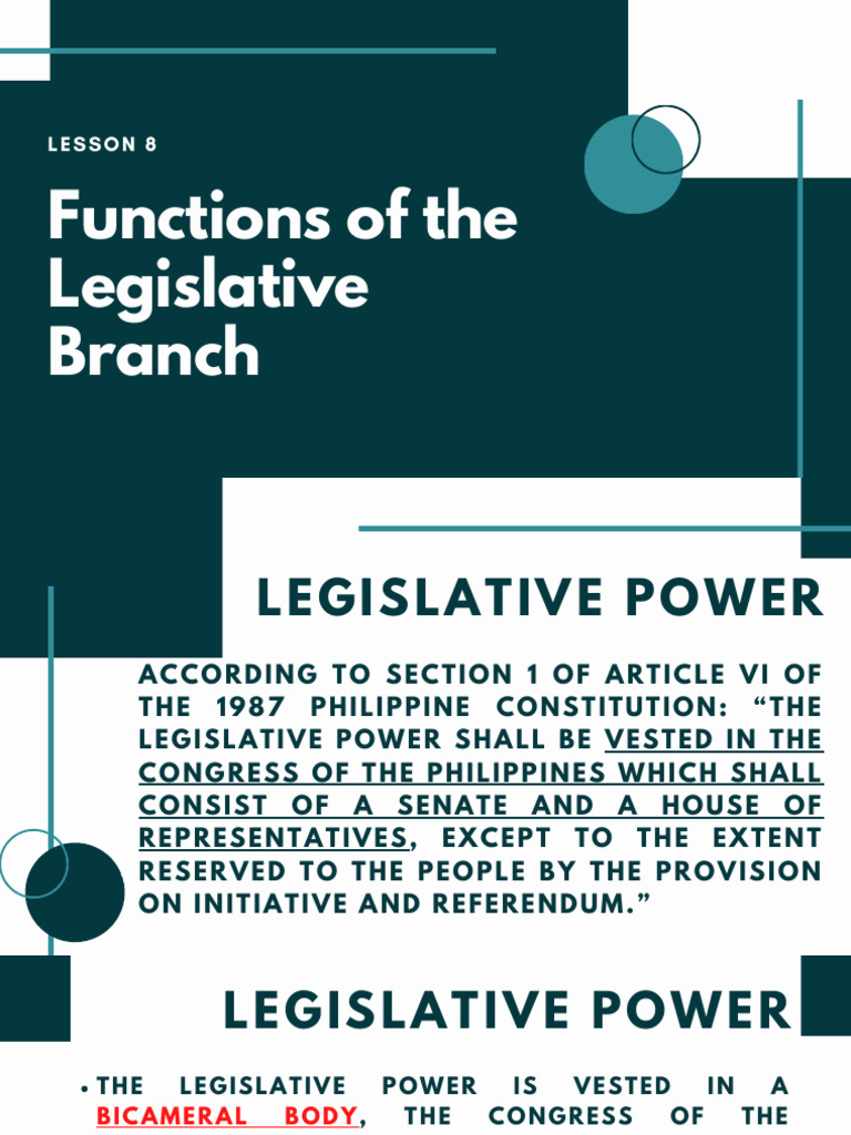 Lesson 8 Functions of The Legislative Branch | PDF | American ...