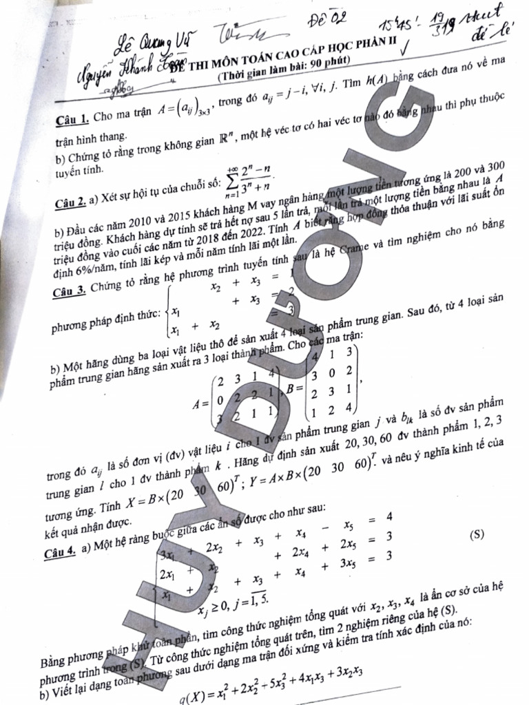 Đề Tcc1 Học Phần 2 Mã 02 | PDF