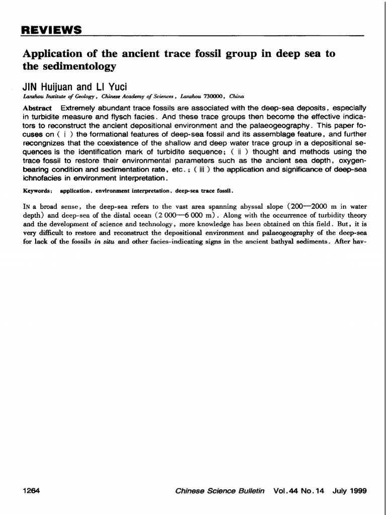 Application of The Ancient Trace Fossil Group in Deep | PDF ...