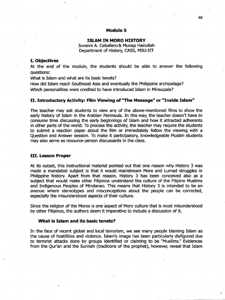 Module 5 - Islam in Moro History | PDF
