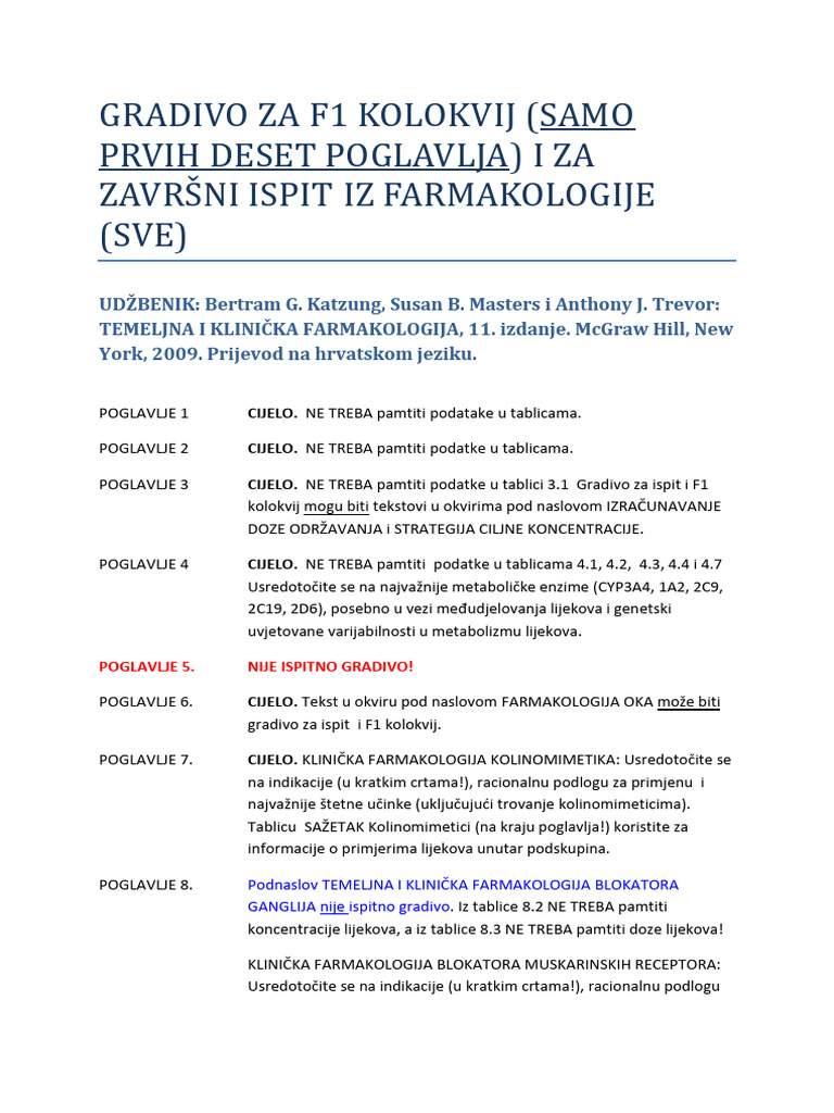 Popis Gradiva Za Ispit | PDF