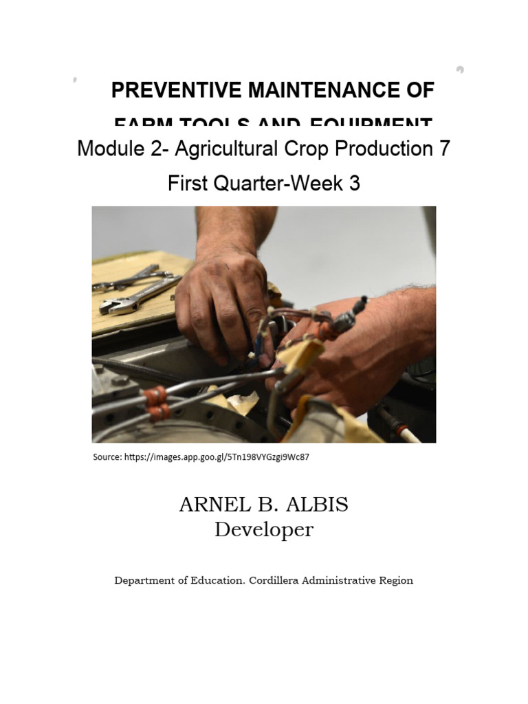 Afa78 Q1 Mod4 Preventive-Maintenance V1-2 | PDF | Tools | Agriculture