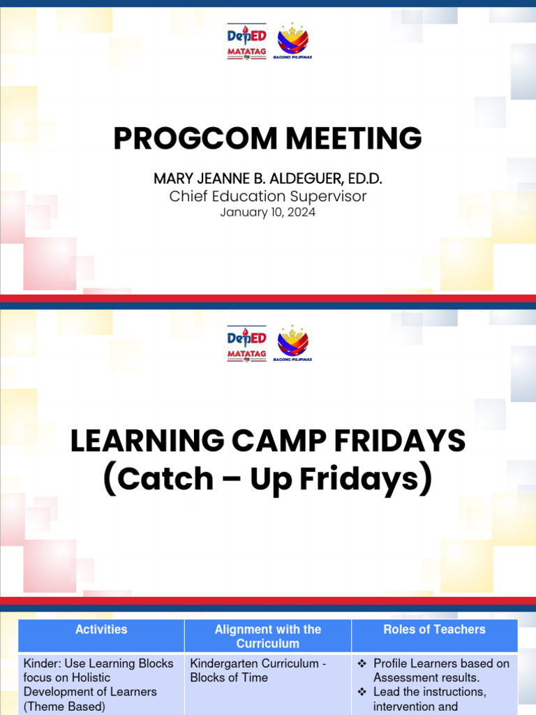 Updated Learning Camp Fridays 2024 Presentation | PDF | Curriculum ...