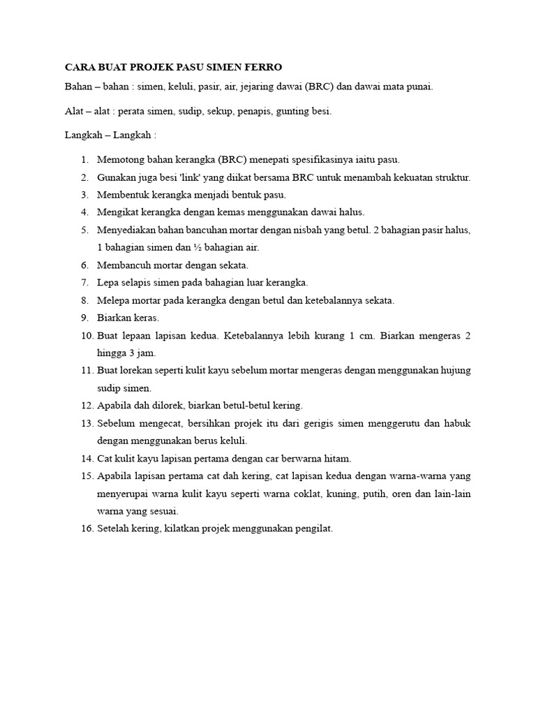 Panduan Membuat Pasu Simen Ferro | PDF | Seni