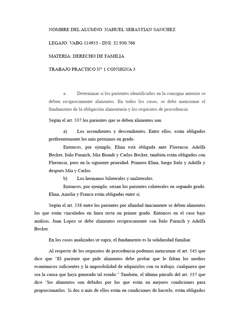 TP1 - Consigna 3 - Derecho de Familia | PDF | Justicia | Crimen y violencia
