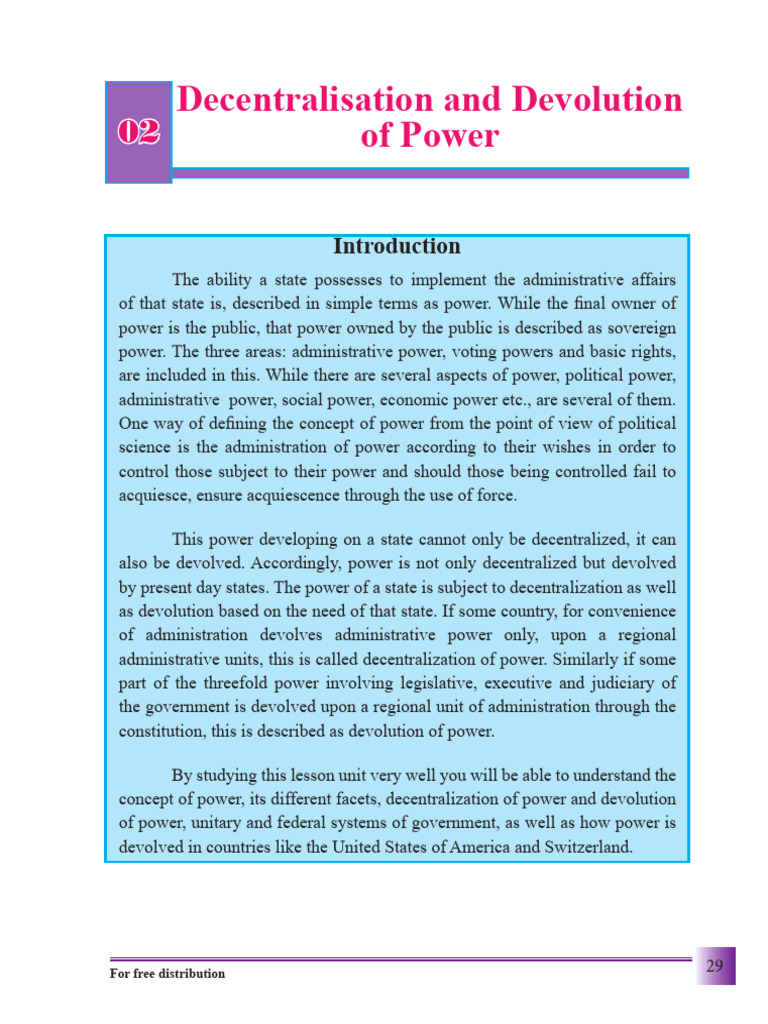 Decentralisation and Devolution | PDF | Devolution | Sovereignty