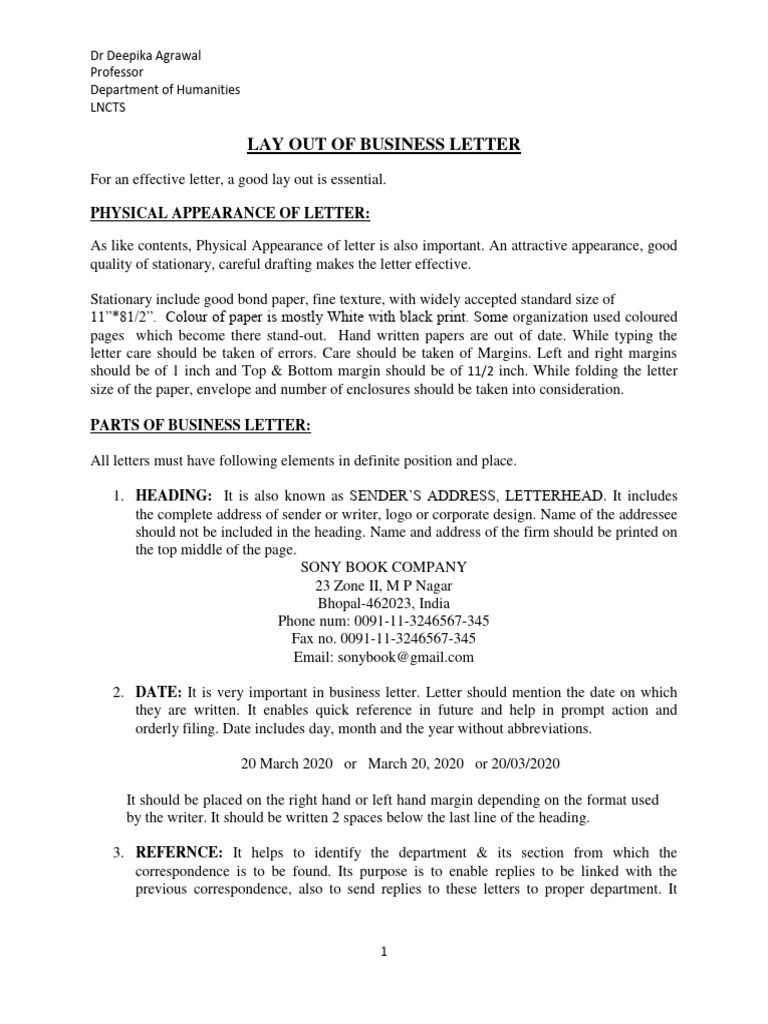 Lay Out of Business Letter PDF | PDF | Written Communication | Writing