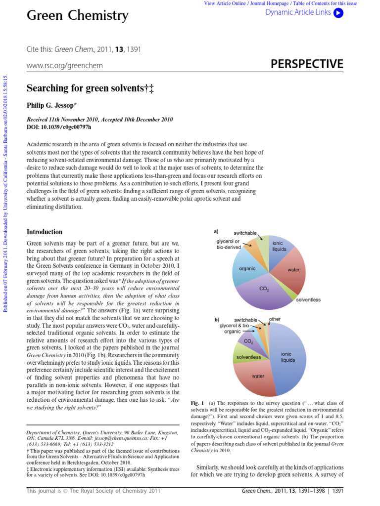 Jessop2011-Green Solvents | PDF | Solvent | Green Chemistry