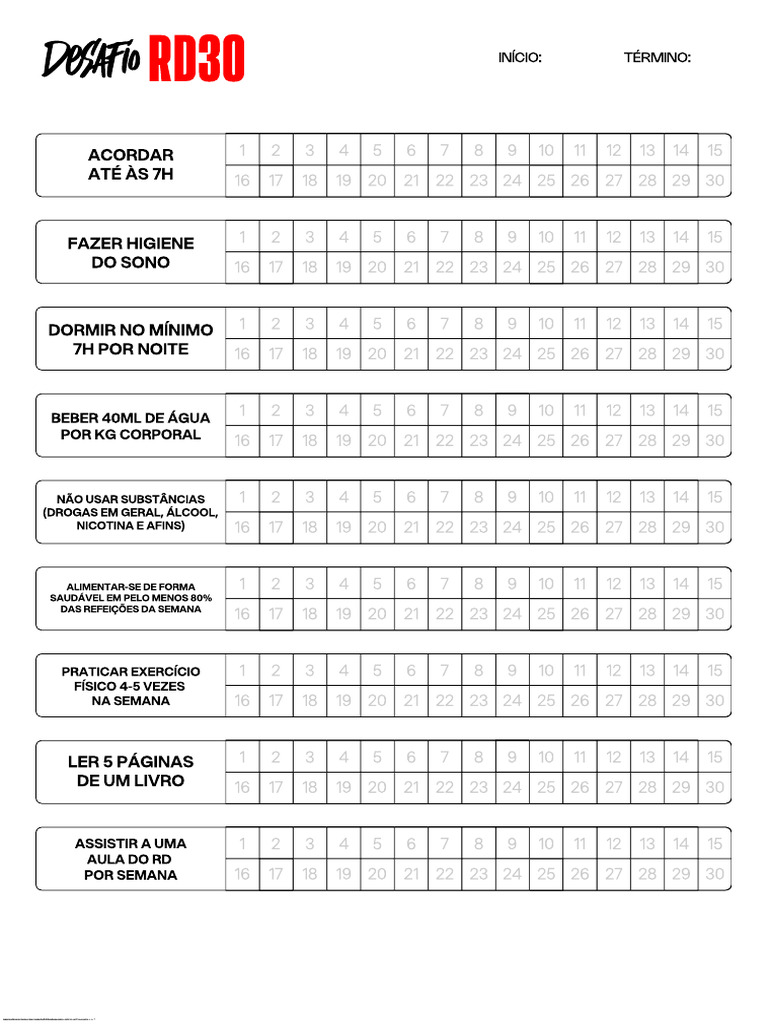 Desafio RD30 CHECK MENSAL | PDF
