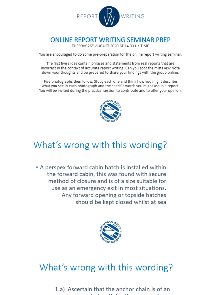 Pre Online Report Writing Seminar Preparation | PDF | Anchor