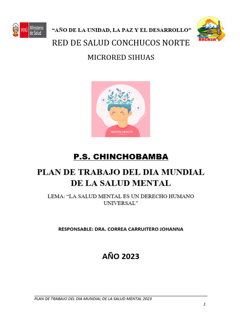 Plan de Trabajo: Día de la Salud Mental 2023 | PDF | Salud mental ...