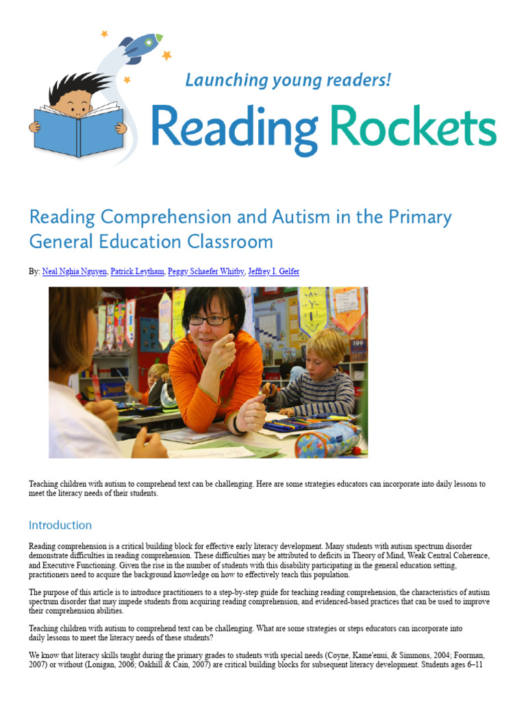 Reading Comprehension and Autism in The Primary General Education ...