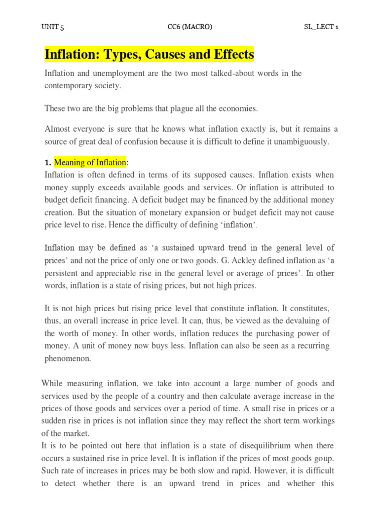 Inflarion-Types-Determinants-And-Effects | PDF | Inflation | Macroeconomics