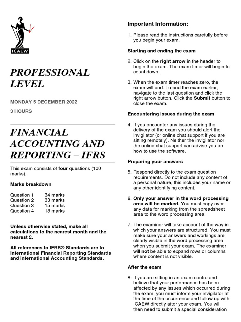 Financial Accounting and Reporting IFRS Exam Dec 2022 | PDF