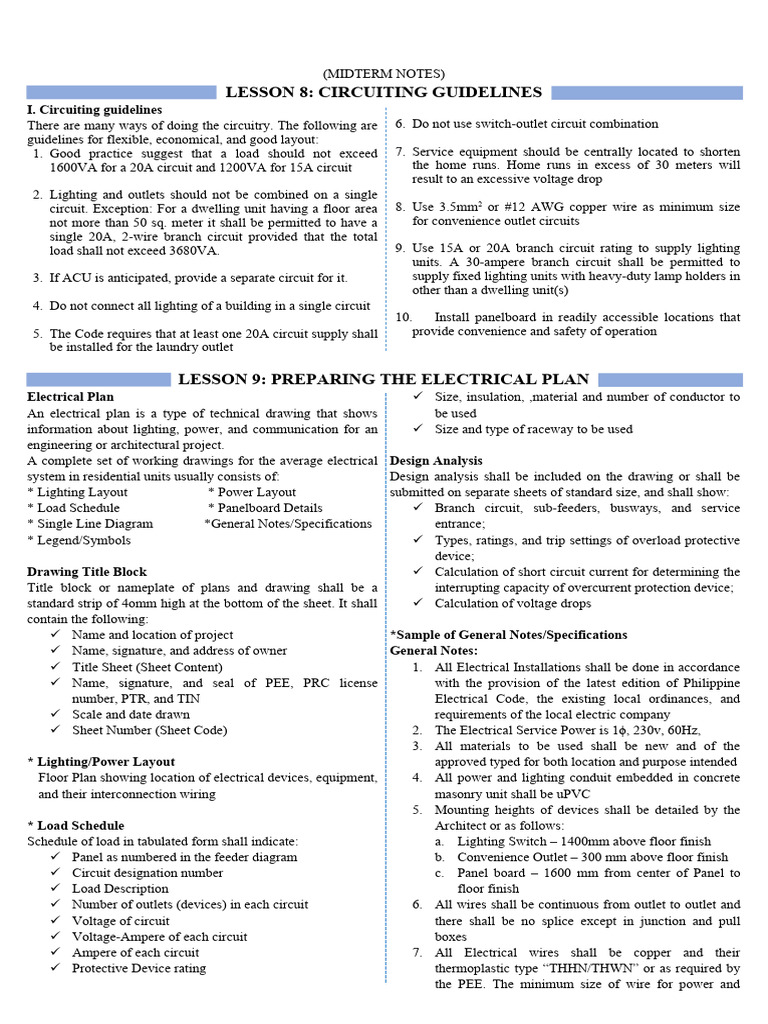 ENGINEERING UTILITIES MIDTERM NOTES | PDF | Electrical Wiring ...