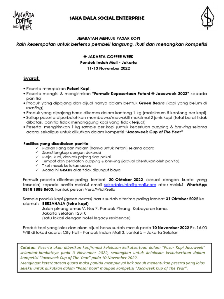 Form Pasar Kopi & Kompetisi Petani at Jacoweek 2022 | PDF