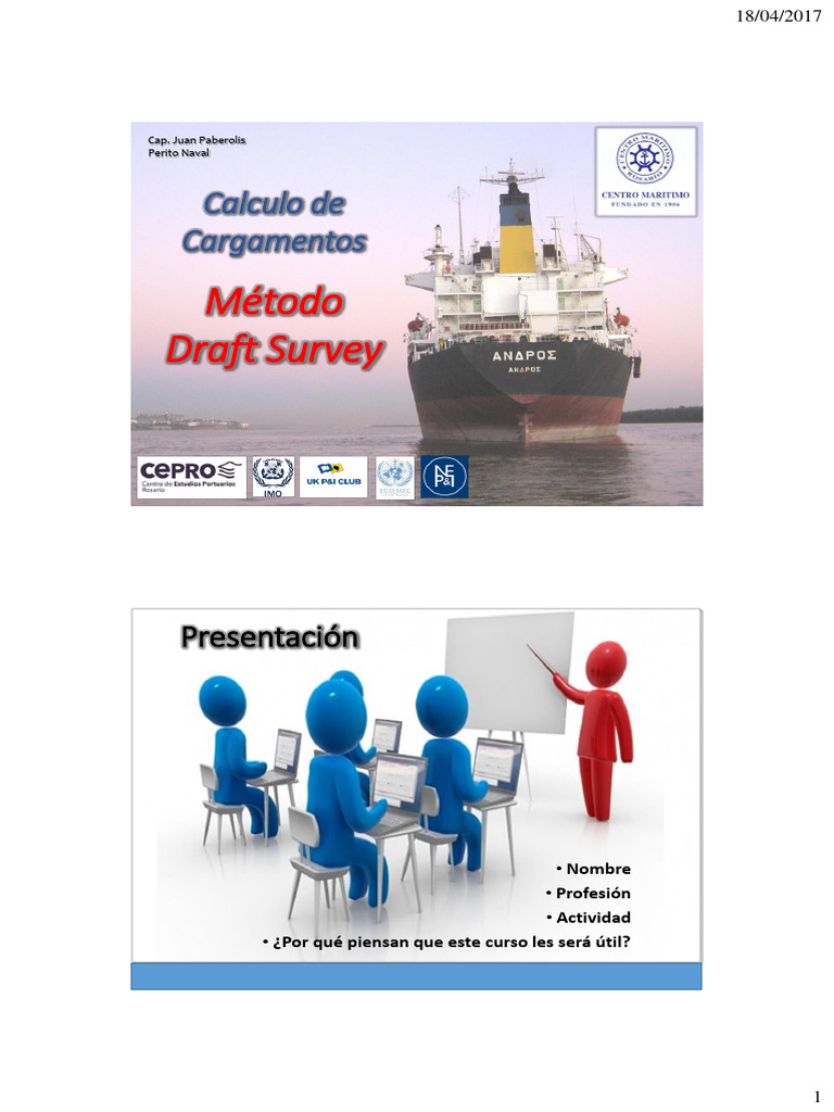 Curso de Draft Survey y Cálculos | PDF | Agua | Doblar