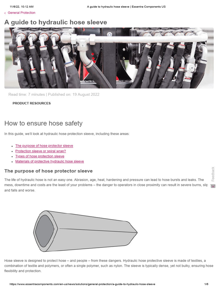 A Guide To Hydraulic Hose Sleeve - Essentra Components US | PDF ...