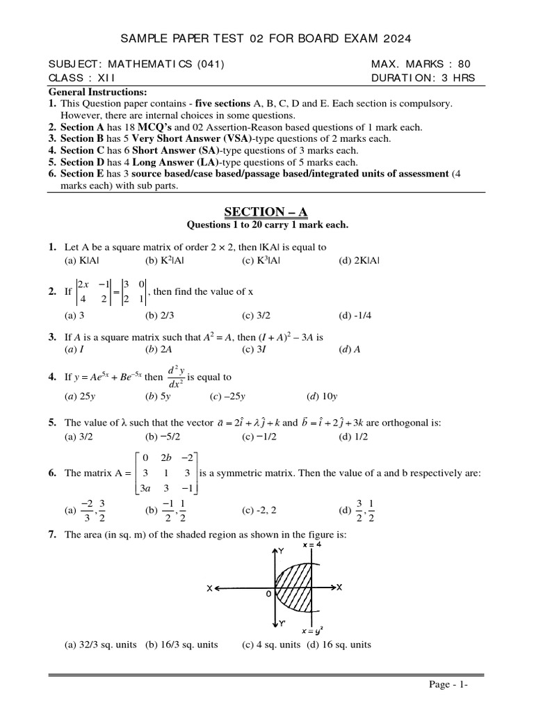 SQP 2 2023-24 | PDF | Functions And Mappings | Mathematical Relations