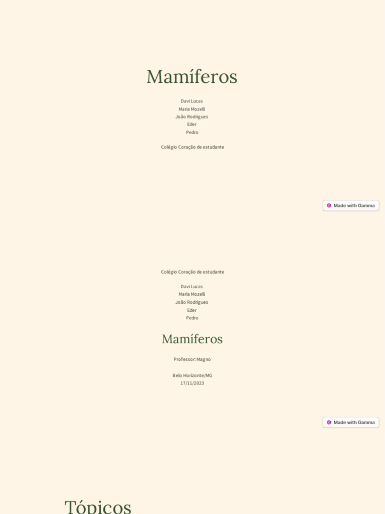 Mamiferos | PDF | Mamíferos | Corpo humano
