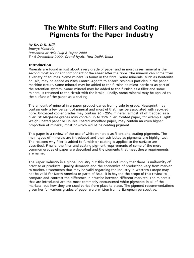 Filler properties | PDF | Titanium Dioxide | Paper