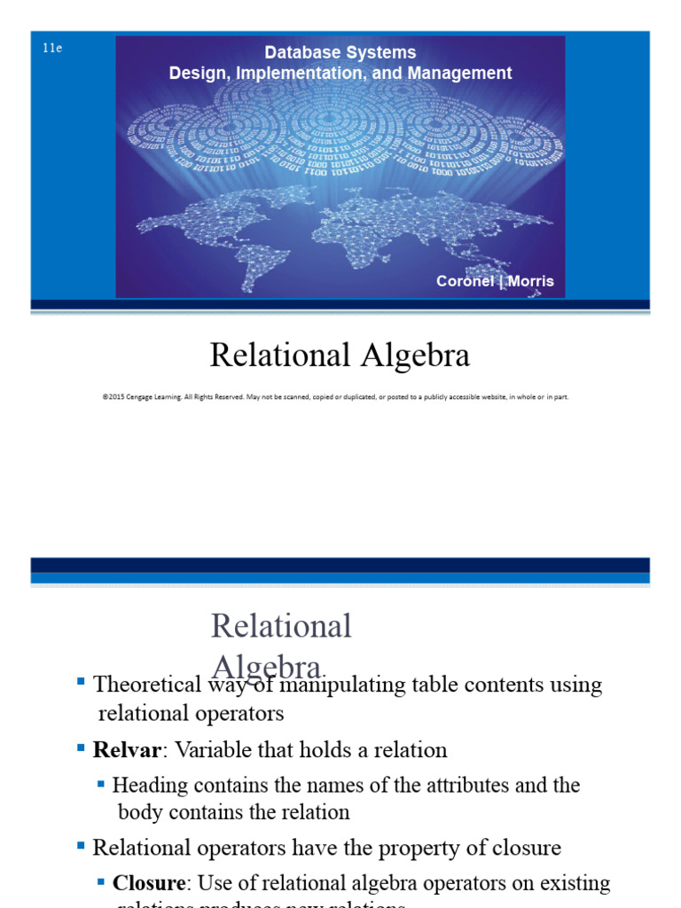 DB Chapter 02 Relational Algebra | PDF | Relational Model | Table (Database)