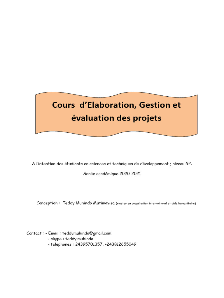 Elaboration Des Projets (Cours) | PDF | Partie prenante | Gestion de projet