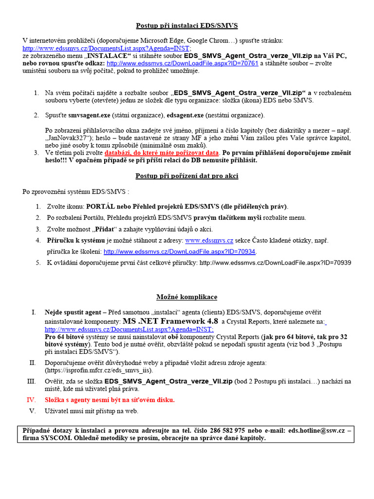 UD Postup Instalace EDS SMVS | PDF