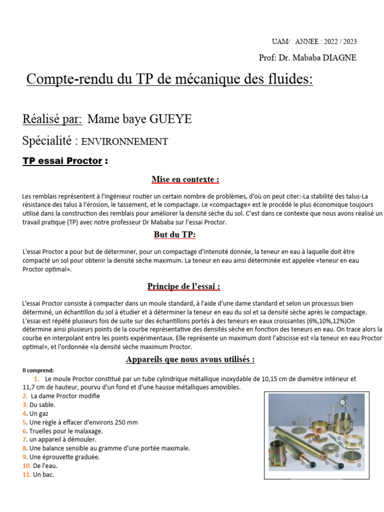 Essai Proctor : Compactage des sols | PDF | Génie géotechnique ...