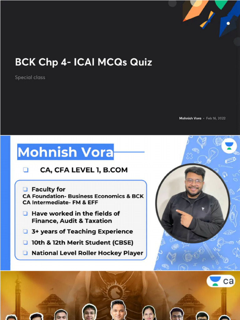 BCK CHP 4 ICAI MCQs Quiz With Anno | PDF